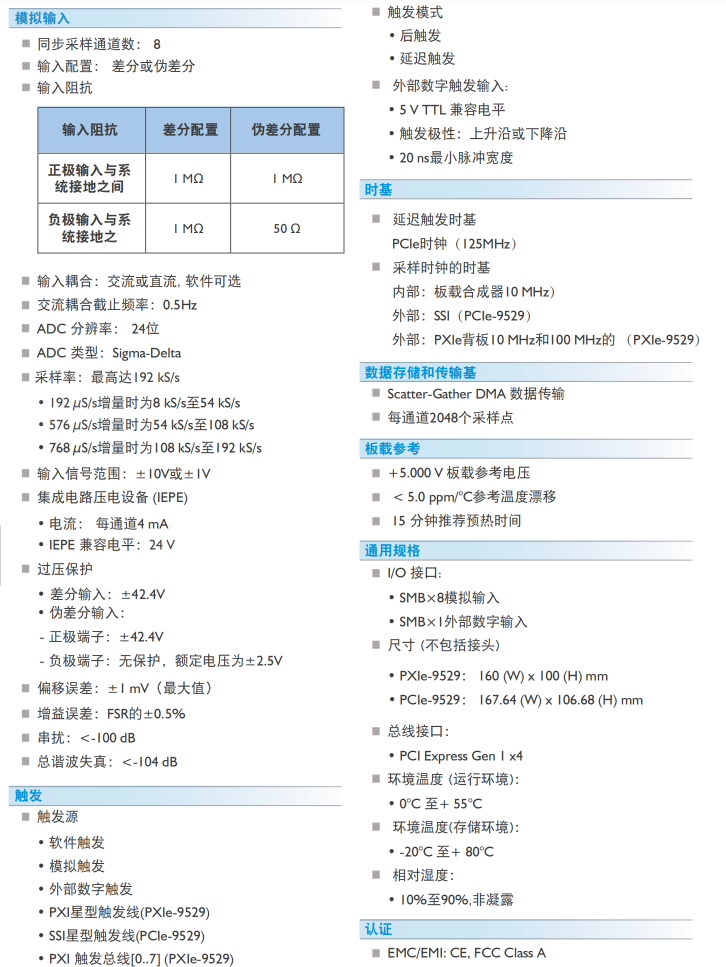 凌华PXIe/PCIe-9529 8通道24位噪声信号采集模块 - 量测与自动化